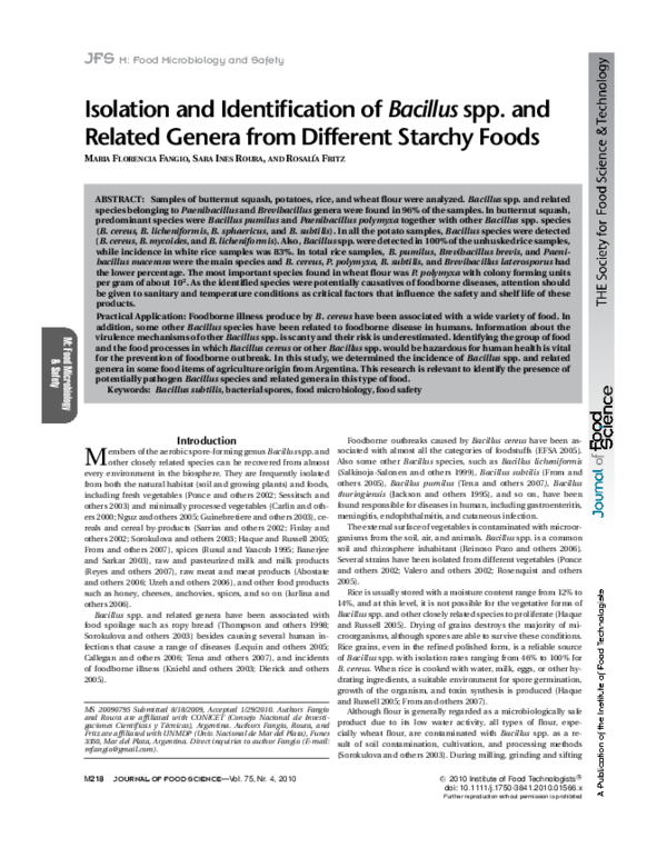 (PDF) Isolation and Identification of Bacillus spp. and Related Genera ...