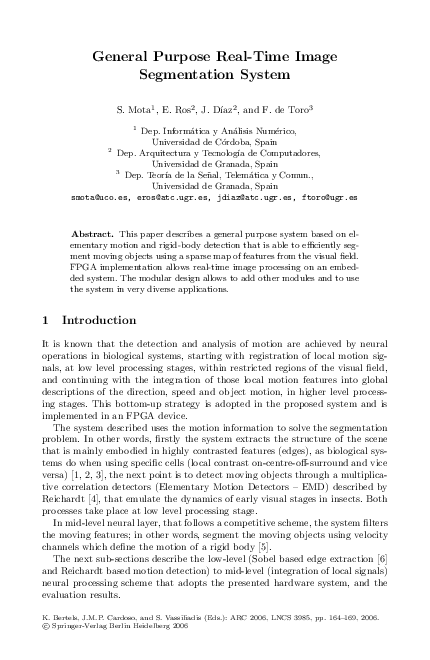 (PDF) General Purpose Real-Time Image Segmentation System | Javier DIAZ - Academia.edu