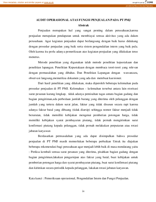 (PDF) Audit Operasional Atas Fungsi Penjualan Pada Pt. PMJ