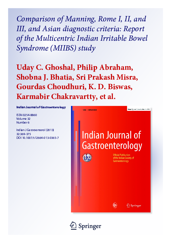 (PDF) Comparison of Manning, Rome I, II, and III, and Asian diagnostic ...