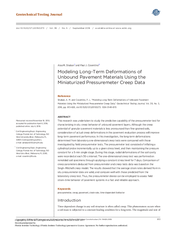 (PDF) Modeling Long-Term Deformations of Unbound Pavement Materials ...