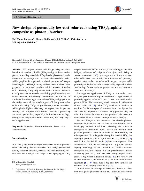 (PDF) New design of potentially low-cost solar cells using TiO2 ...