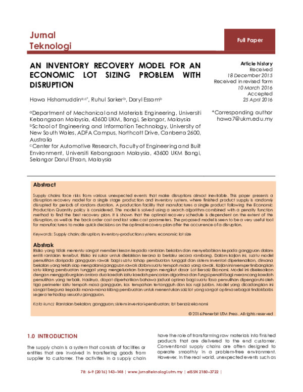(PDF) An Inventory Recovery Model for an Economic Lot Sizing Problem ...
