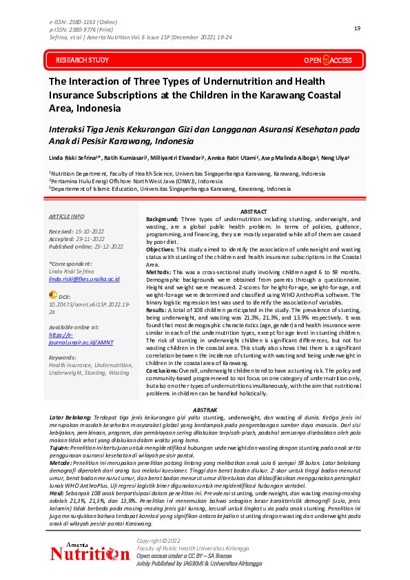 (PDF) The Interaction of Three Types of Undernutrition and Health ...