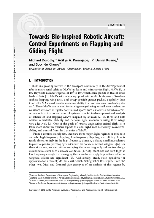 (PDF) Towards Bio-Inspired Robotic Aircraft: Control Experiments on ...