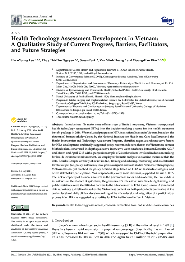 (PDF) Health Technology Assessment Development in Vietnam: A ...