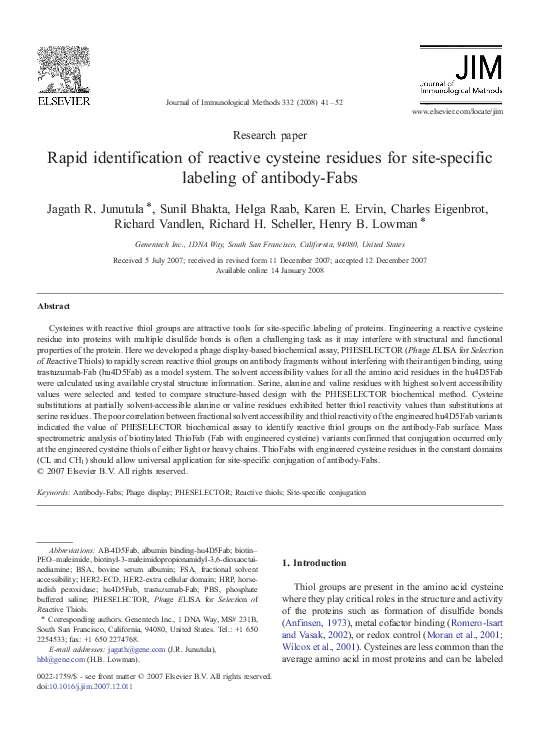 (PDF) Rapid identification of reactive cysteine residues for site ...