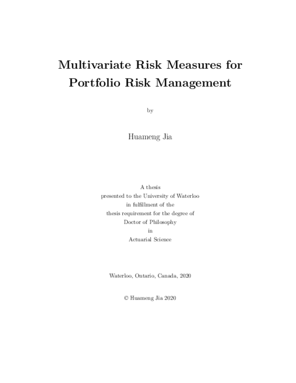 (PDF) Multivariate Risk Measures for Portfolio Risk Management