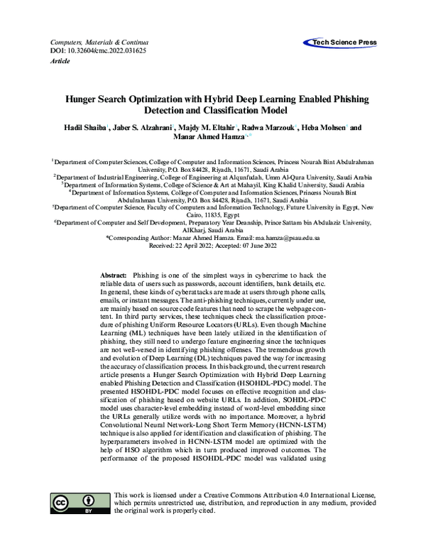 Pdf Hunger Search Optimization With Hybrid Deep Learning Enabled Phishing Detection And