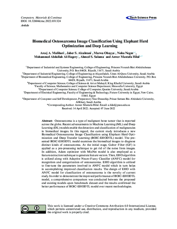 (PDF) Biomedical Osteosarcoma Image Classification Using Elephant Herd Optimization and Deep ...