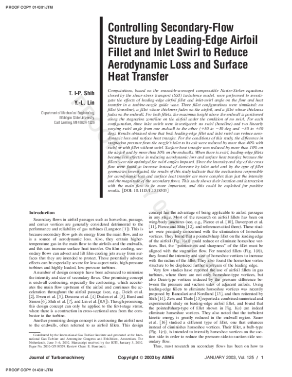 (PDF) Controlling Secondary-Flow Structure by Leading-Edge Airfoil ...