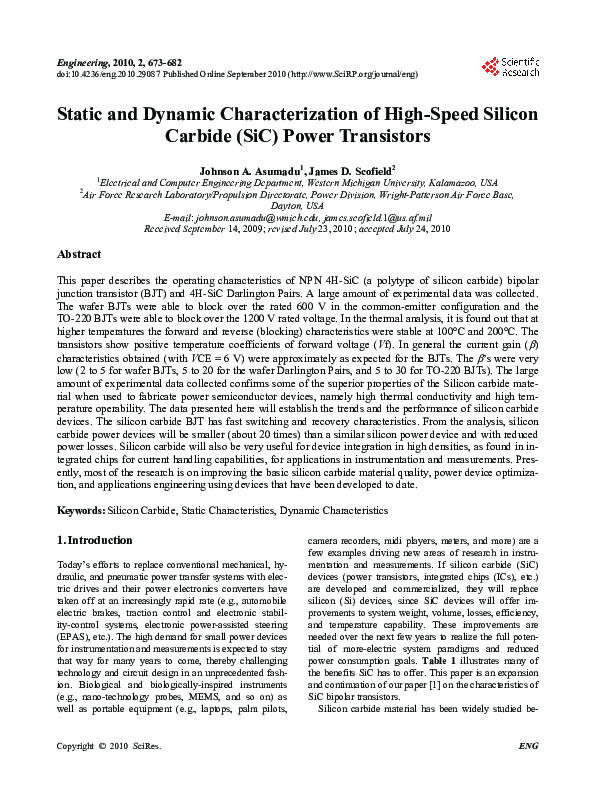 (PDF) Static and Dynamic Characterization of High-Speed Silicon Carbide ...