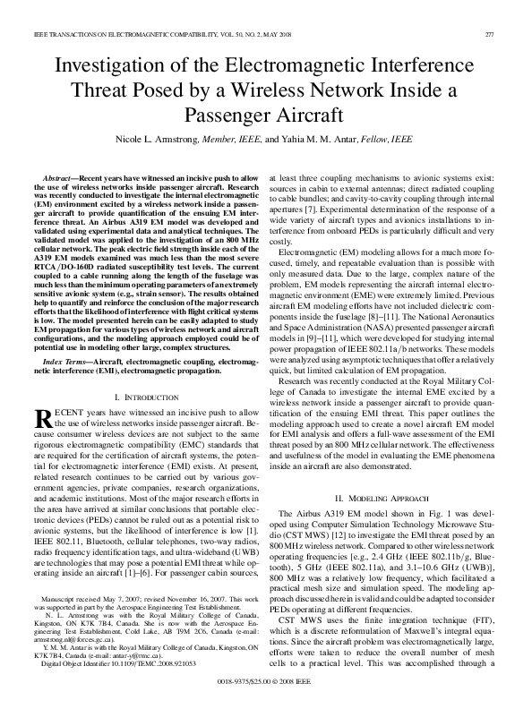 (PDF) Investigation of the Electromagnetic Interference Threat Posed by a Wireless Network ...