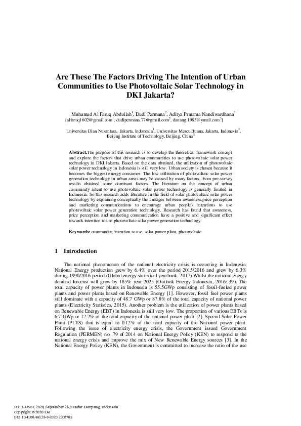 (PDF) Are These The Factors Driving The Intention of Urban Communities ...