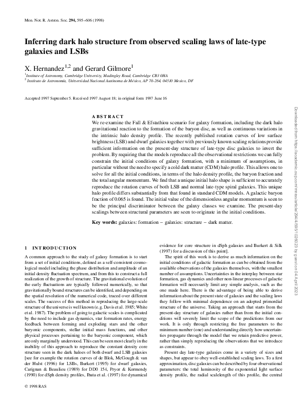 (PDF) Inferring dark halo structure from observed scaling laws of late ...