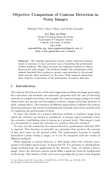 (PDF) Objective Comparison of Contour Detection in Noisy Images