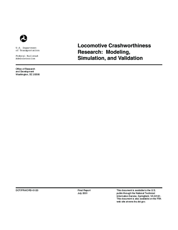 (PDF) Locomotive Crashworthiness Research: Modeling, Simulation, and ... (PDF) Locomotive Crashworthiness Research: Modeling, Simulation, and ...