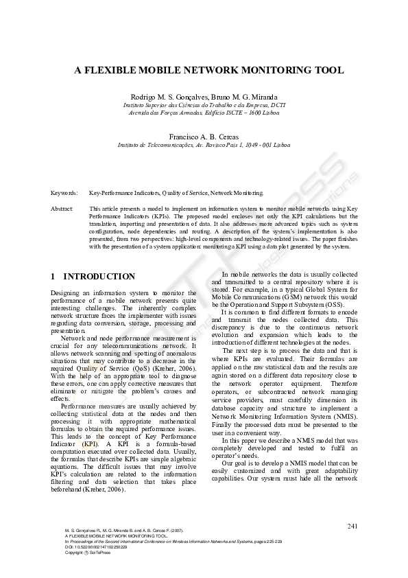 (PDF) A Flexible Mobile Network Monitoring Tool