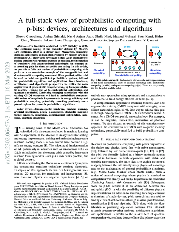 (PDF) A full-stack view of probabilistic computing with p-bits: devices, architectures and ...