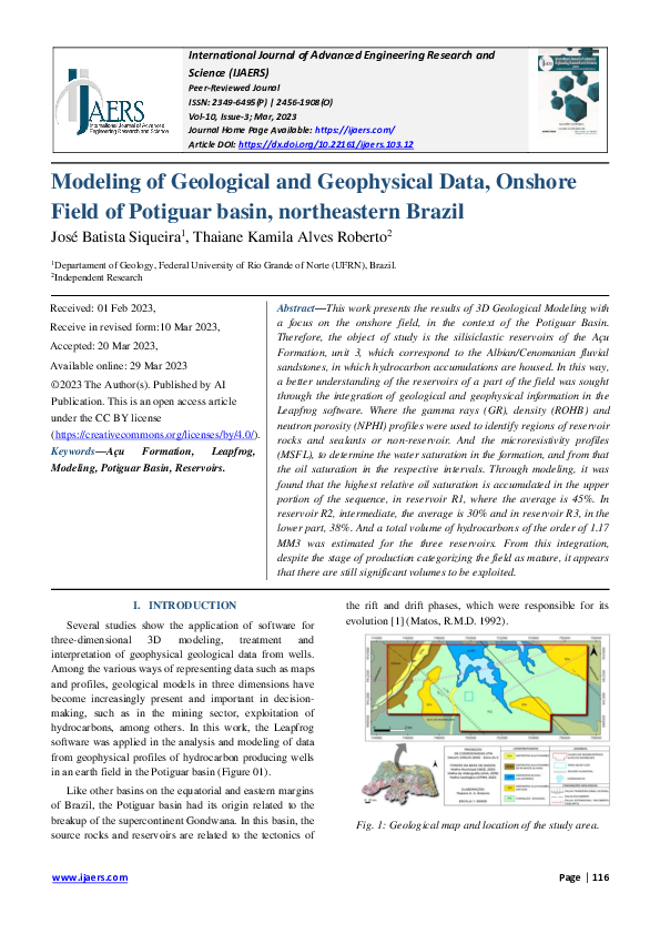 Pdf Modeling Of Geological And Geophysical Data Onshore Field Of Potiguar Basin Northeastern
