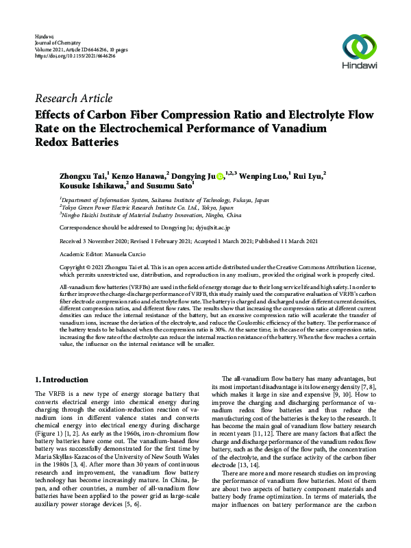 (PDF) Effects of Carbon Fiber Compression Ratio and Electrolyte Flow ...