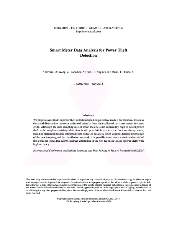(PDF) Smart Meter Data Analysis for Power Theft Detection