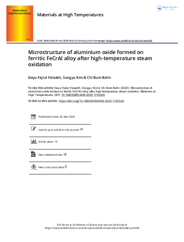 (PDF) Microstructure of aluminium oxide formed on ferritic FeCrAl alloy ...
