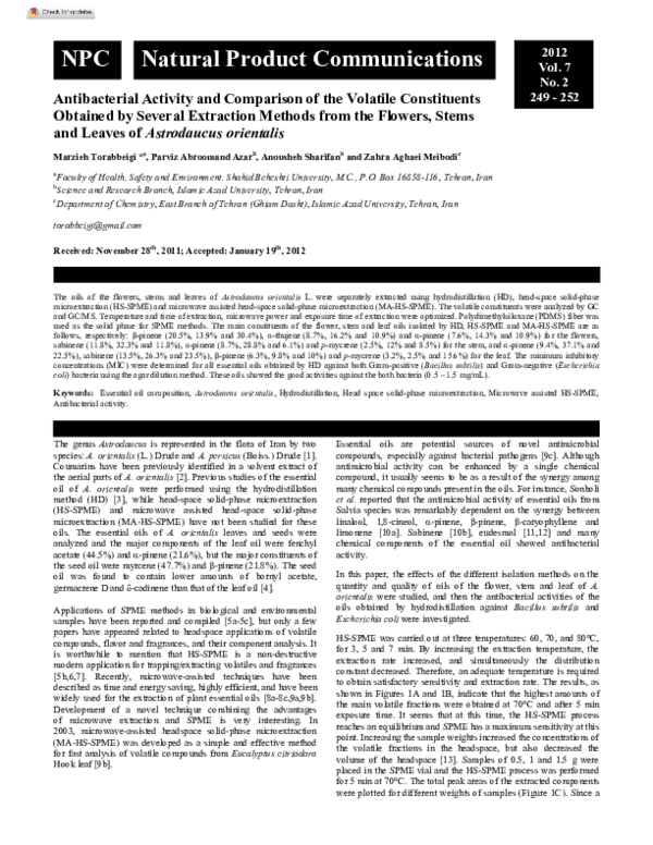 (PDF) Antibacterial Activity and Comparison of the Volatile ...