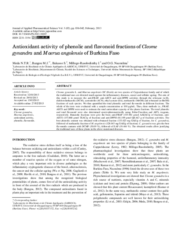 (PDF) Antioxidant activity of phenolic and flavonoid fractions of ...