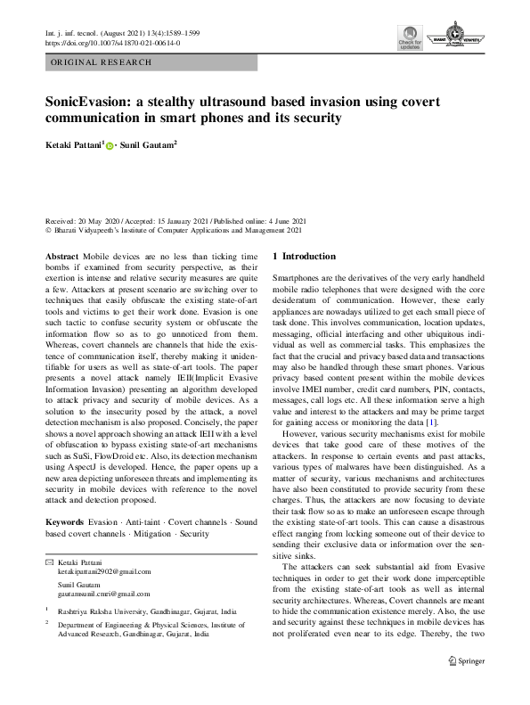 (PDF) SonicEvasion: a stealthy ultrasound based invasion using covert ...