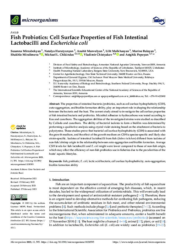 (PDF) Fish Probiotics: Cell Surface Properties of Fish Intestinal ...