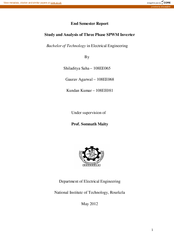 Pdf Analysis Of Three Phase Spwm Inverter
