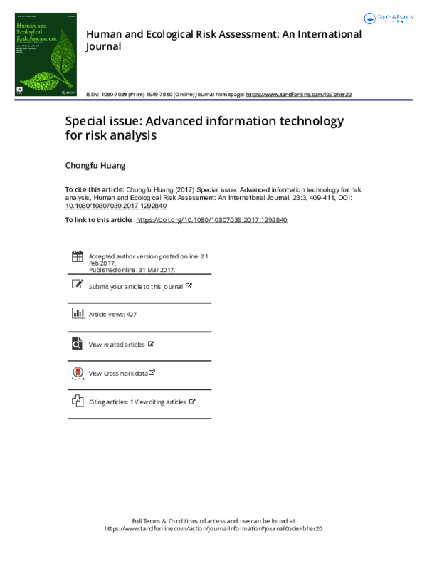 (PDF) Special issue: Advanced information technology for risk analysis (PDF) Special issue: Advanced information technology for risk analysis