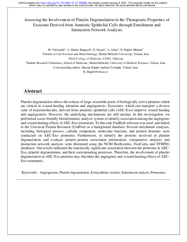 (PDF) Assessing the Involvement of Platelet Degranulation in the ...