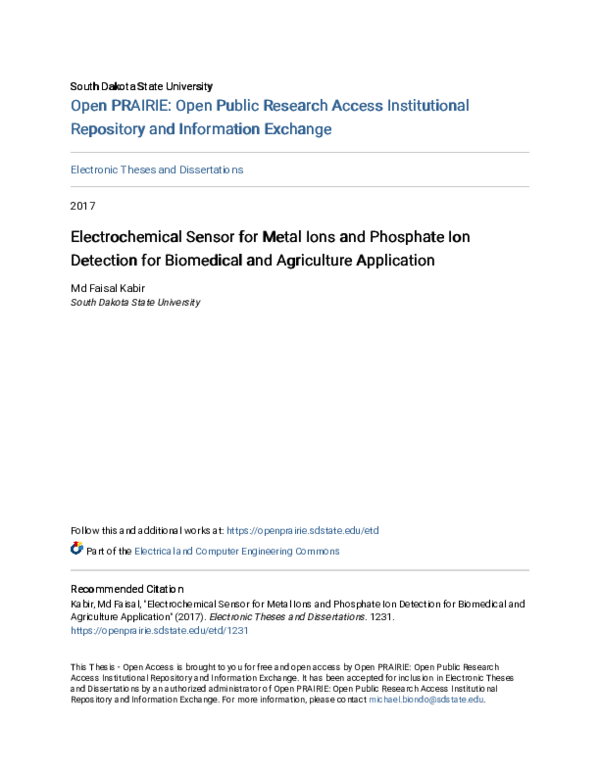 Pdf Electrochemical Sensor For Metal Ions And Phosphate Ion Detection