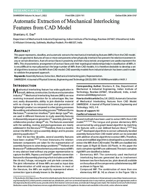 (PDF) Automatic extraction of mechanical interlocking features from CAD ...