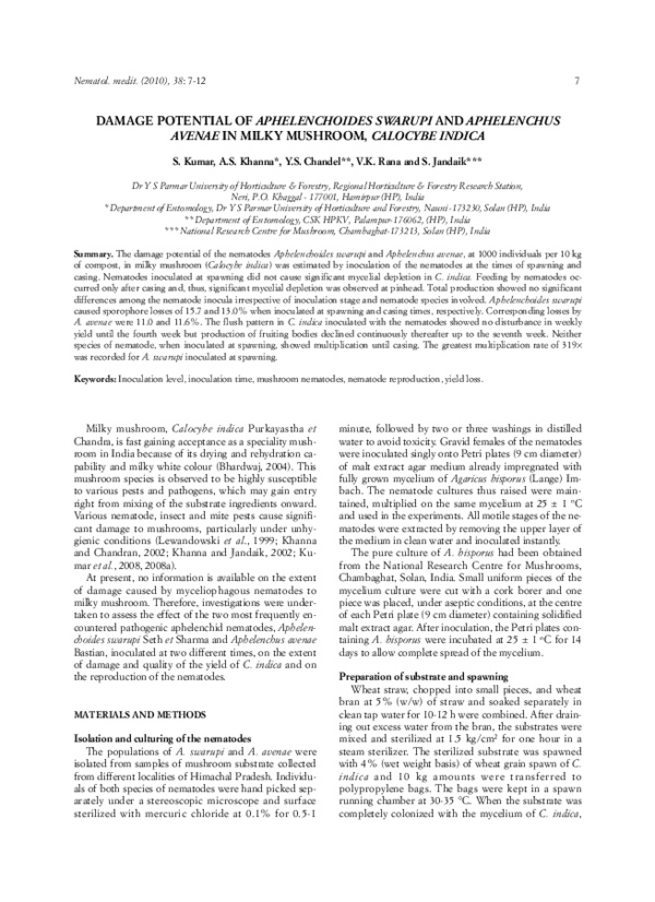 (PDF) Damage potential of Aphelenchoides swarupi and Aphelenchus avenae ...