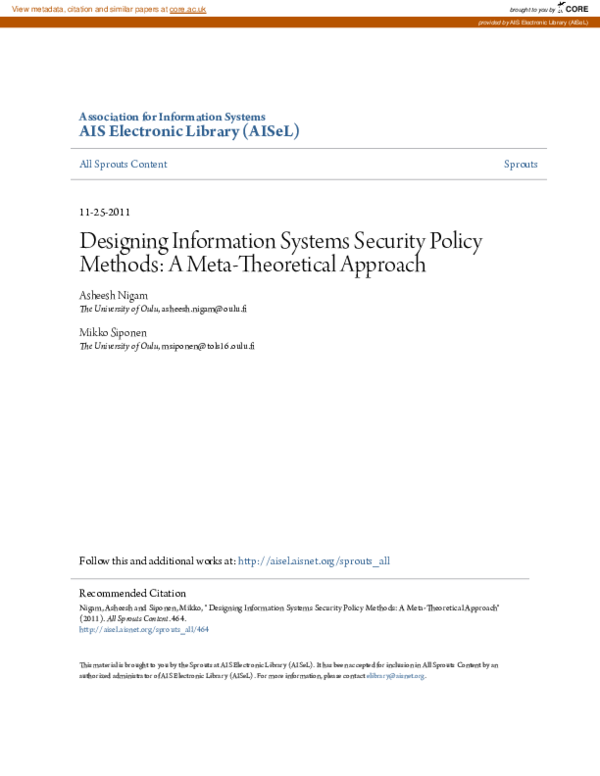 (PDF) Designing Information Systems Security Policy Methods: A Meta ...