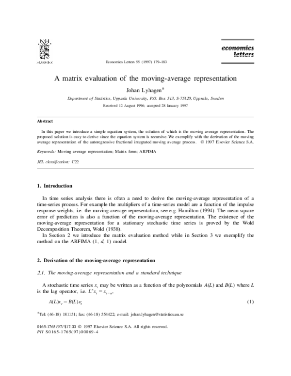 (PDF) A matrix evaluation of the moving-average representation