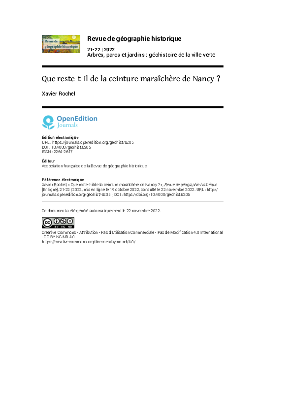 (PDF) Que reste-t-il de la ceinture maraîchère de Nancy