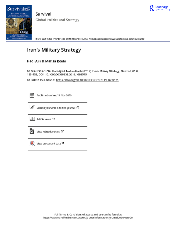 (PDF) Iran’s Military Strategy | Mahsa Rouhi - Academia.edu