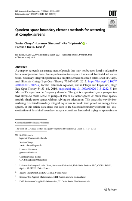 (PDF) Boundary Element Methods for Complex Screen Scattering