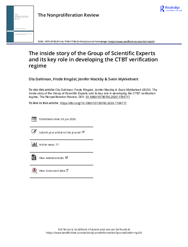 (PDF) The inside story of the Group of Scientific Experts and its key ...