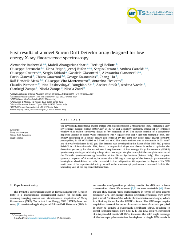 (PDF) First results of a novel Silicon Drift Detector array designed for low energy X-ray ...
