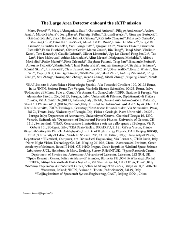 (PDF) The large area detector onboard the eXTP mission