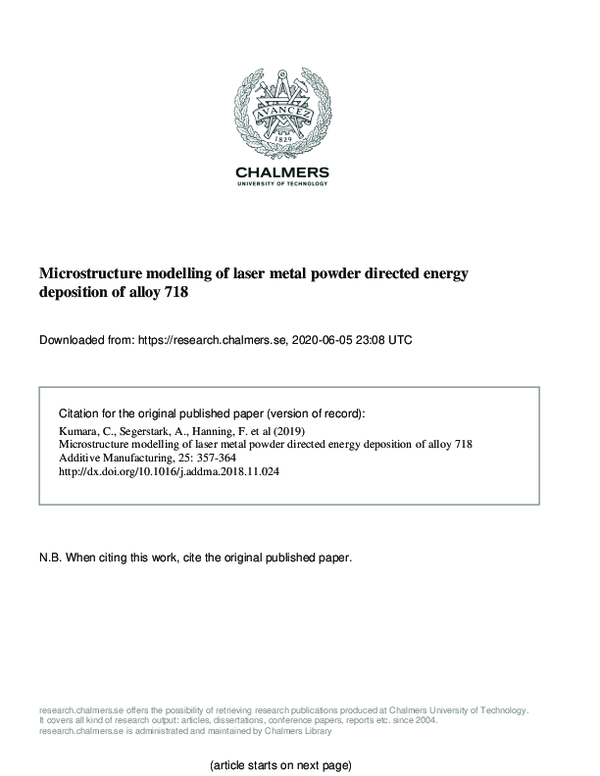(PDF) Microstructure modelling of laser metal powder directed energy ...