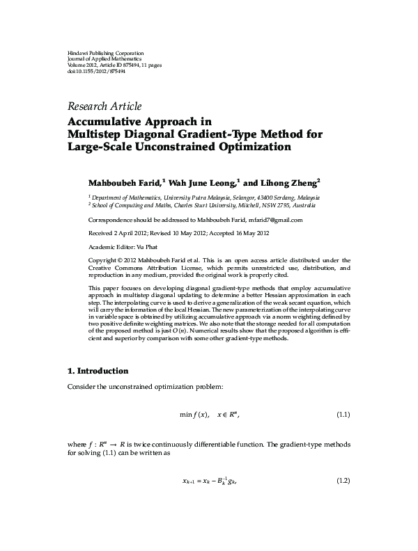 (PDF) Accumulative Approach in Multistep Diagonal Gradient-Type Method for Large-Scale ...