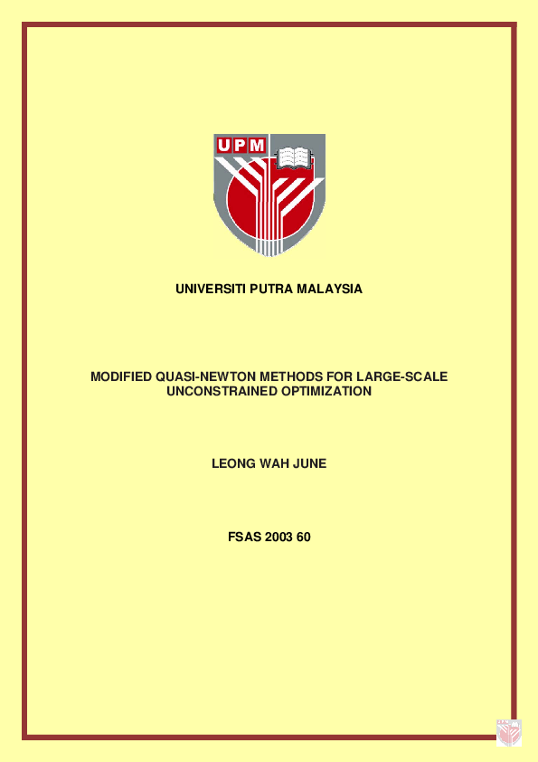 Pdf Modified Quasi Newton Methods For Large Scale Unconstrained