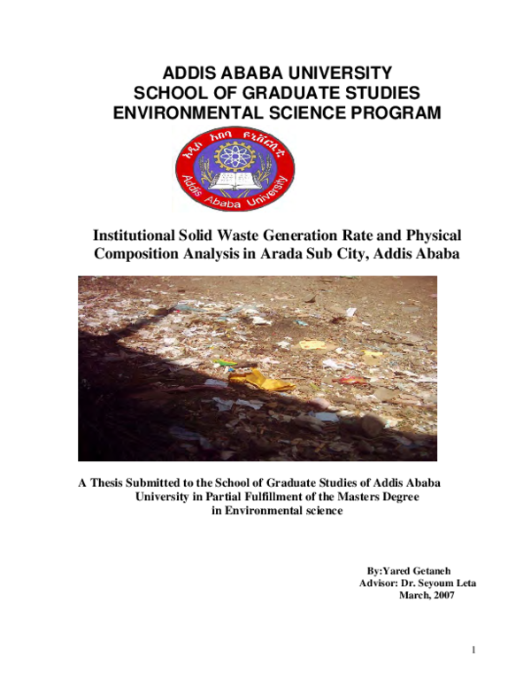 (PDF) Institutional Solid Waste Generation Rate and Physical ...