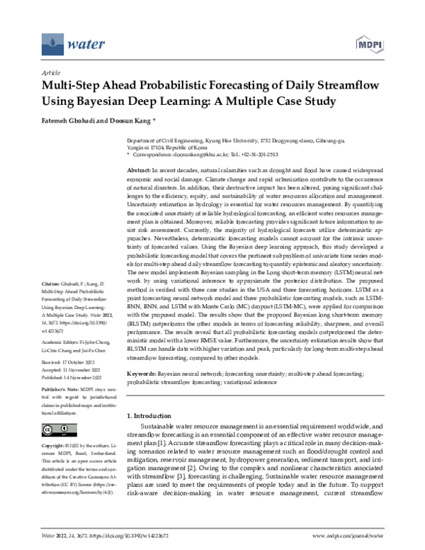 (PDF) Bayesian Deep Learning for Streamflow Forecasting